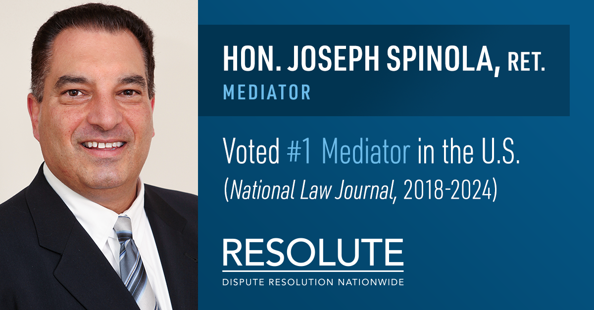 Joe Spinola Voted #1 Mediator in the U.S…. • Resolute Systems